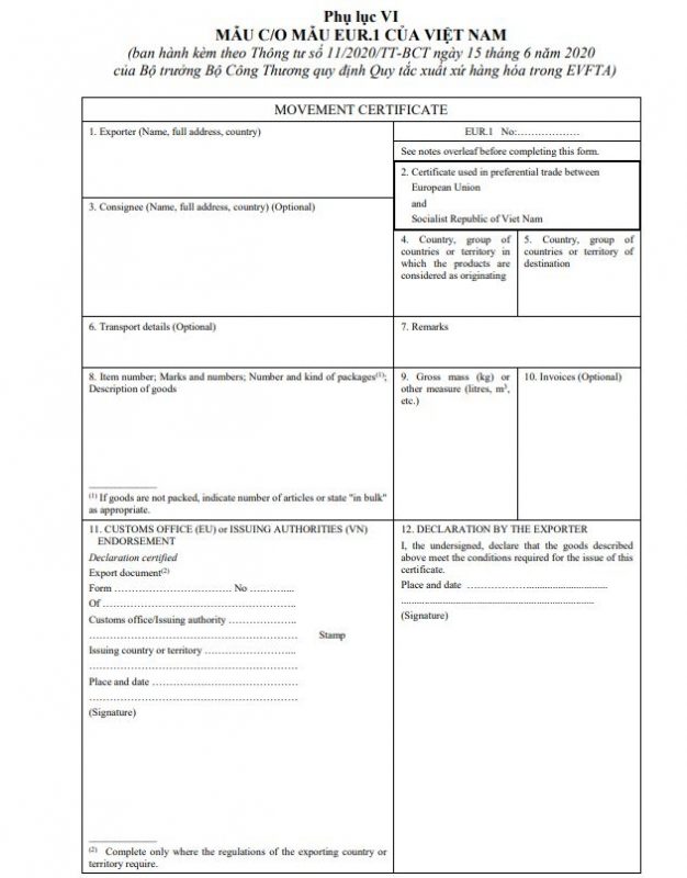 Thủ tục xin cấp CO form EUR.1 có những lưu ý gì? - Sao Mai Corp